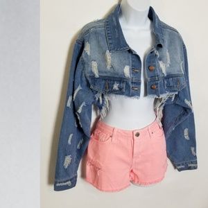 Jackets & Coats | Distress Cropped Denim Jacket | Poshmark